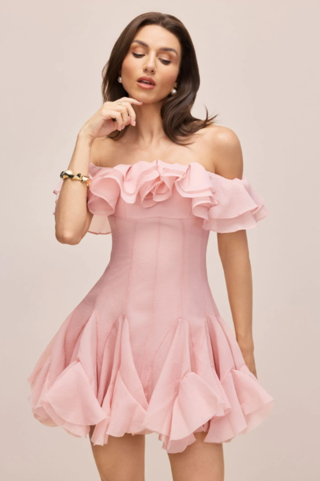 Vita Off Shoulder Ruffle Mini Dress – Esssen