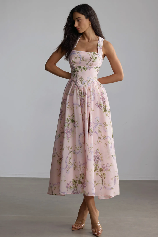 Elise Floral Print Midi Dress – Esssen